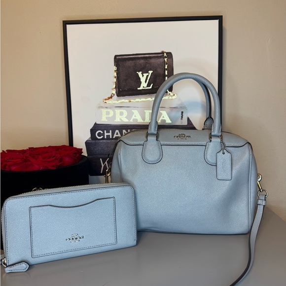 Coach | Bags | Coach Mini Bennettt Satchel Matching Wallet Ice Blue ...